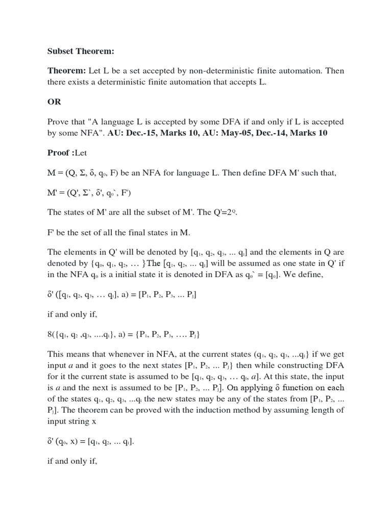 Subset Theorem toc | PDF | Mathematics | Mathematical Logic