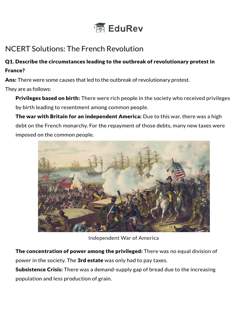 NCERT Solutions for Class 9 History Chapter 1 - The French Revolution ...