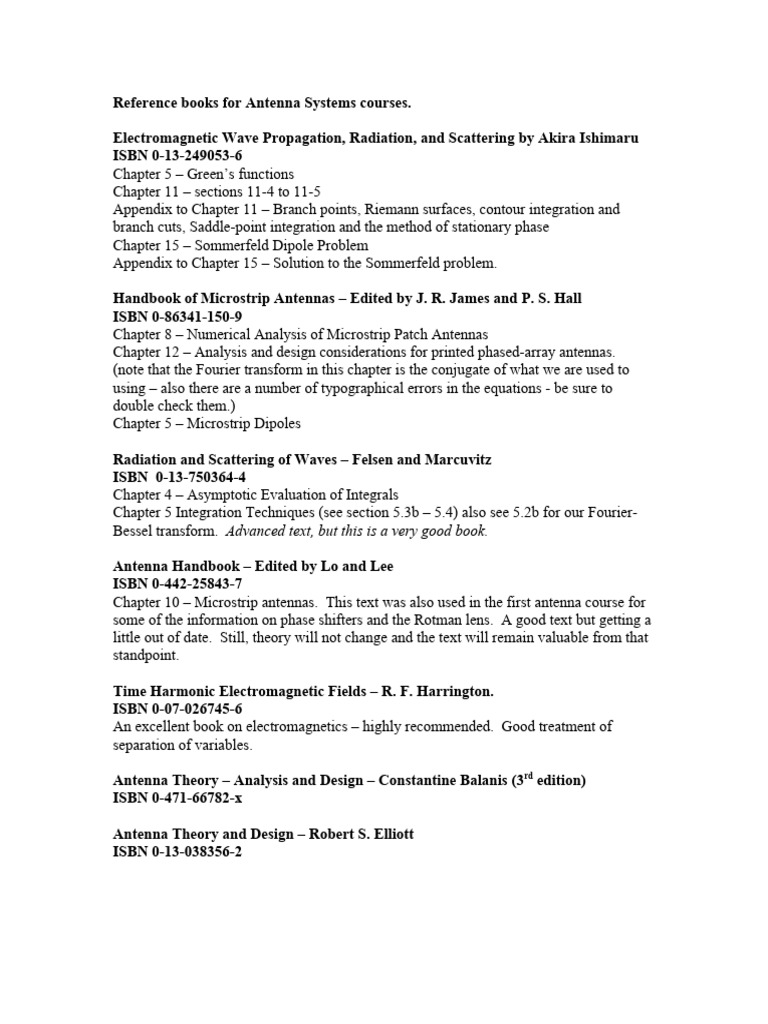 Essential Antenna Systems Reference Books | PDF | Antenna (Radio) | Mathematical Analysis
