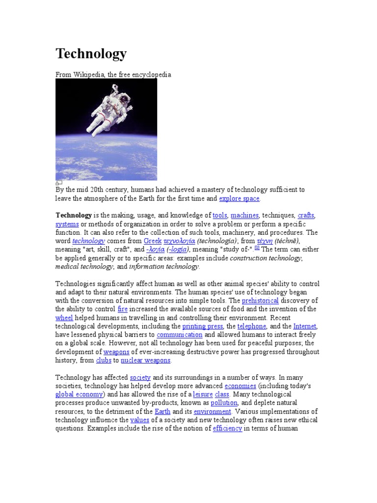 Technology: Explore Space Tools Machines Crafts Systems Greek | PDF ...