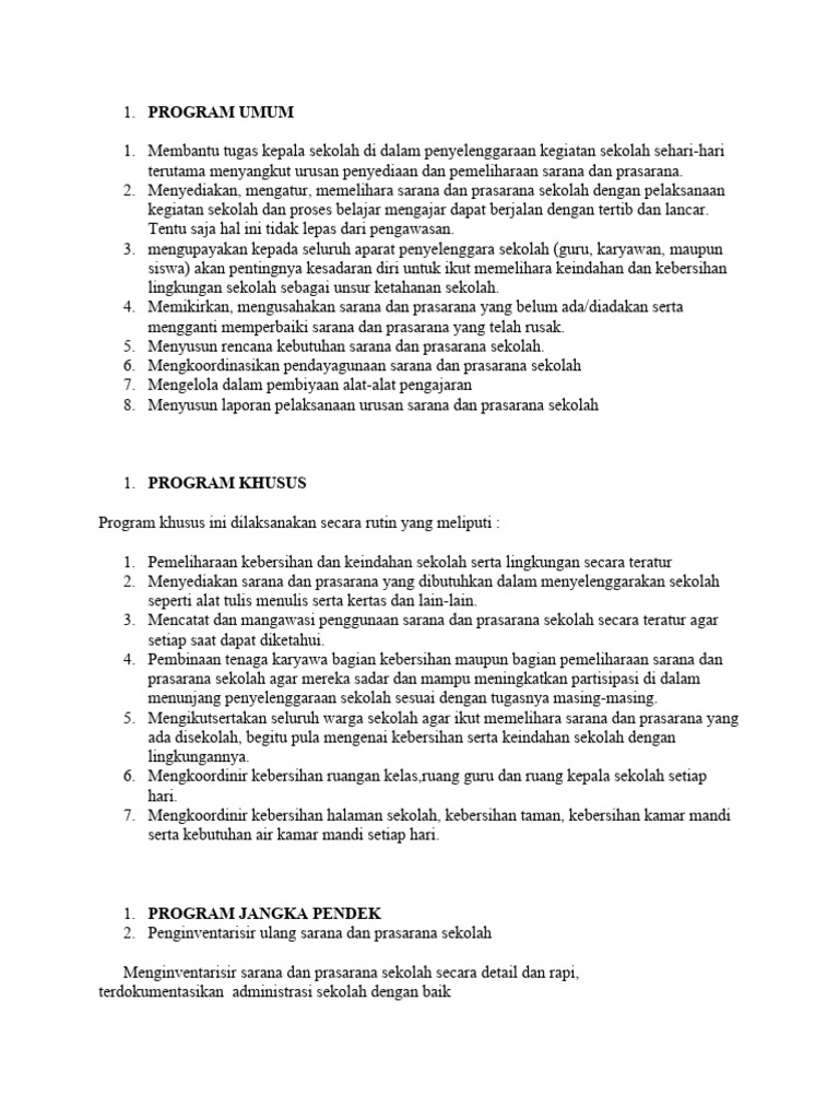 PROGRAM UMUM Sarpras | PDF