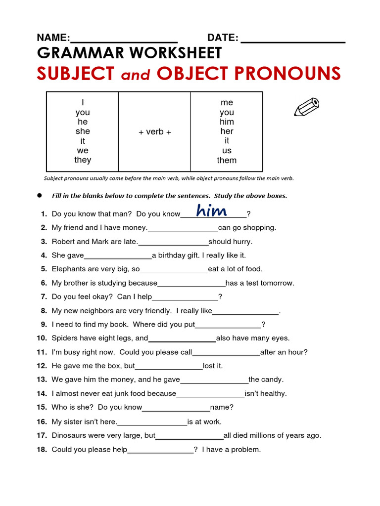 Subject or Object Pronouns | PDF