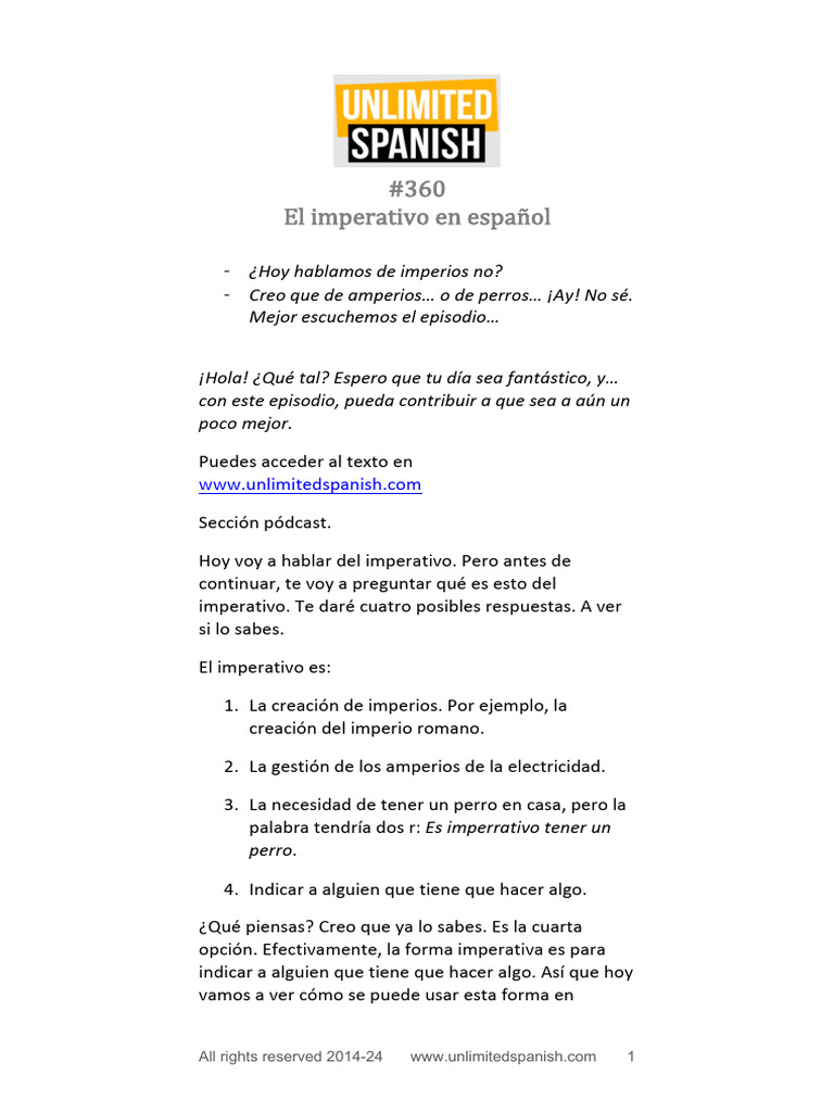 Uso del Imperativo en Español | PDF | Lengua española
