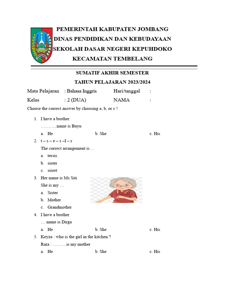 Soal Bahasa Inggris KLS 2 Sas Genap | PDF | Foods
