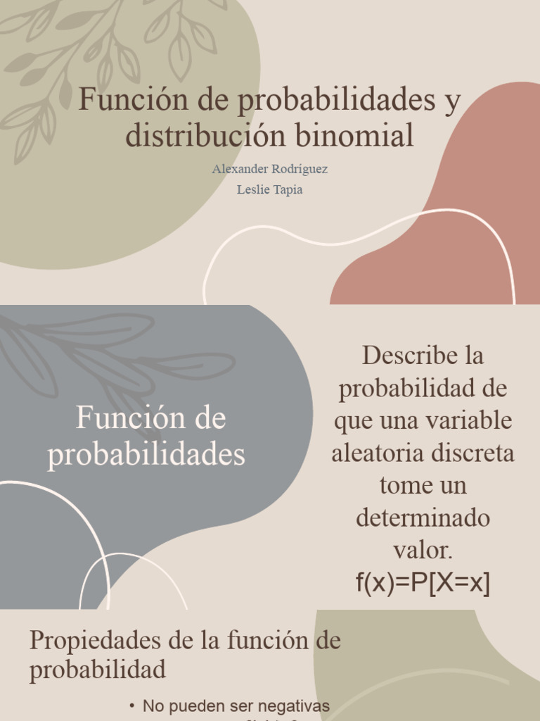 Función de Probabilidades y Distribución Binomial | PDF | Teoría de probabilidad | Distribución ...