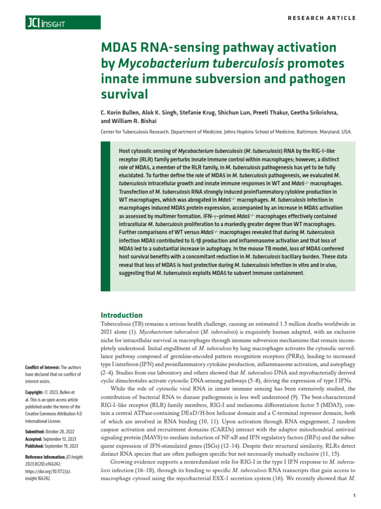 MDA5 RNA-sensing pathway activation | PDF | Macrophage | Interferon