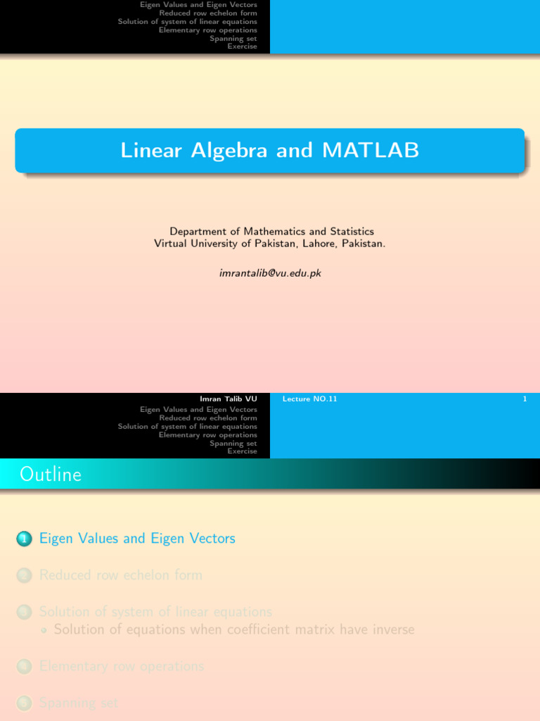 Lecture No 9 Updated Download Free Pdf Eigenvalues And Eigenvectors 8762