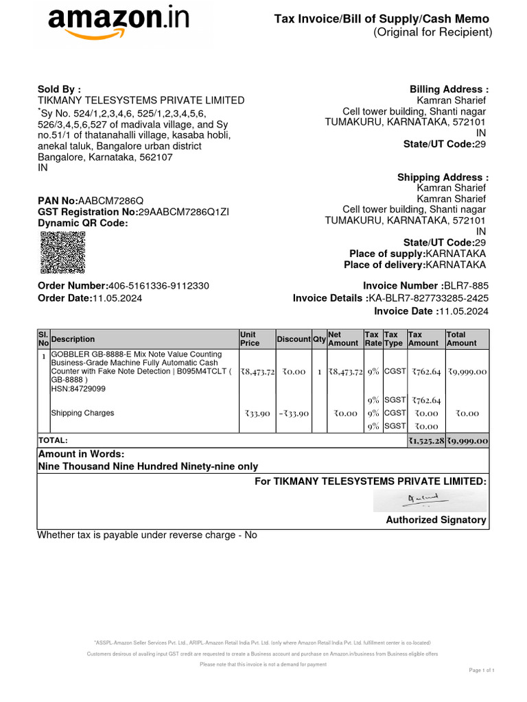 Invoice Amazon | PDF | Invoice | Payments