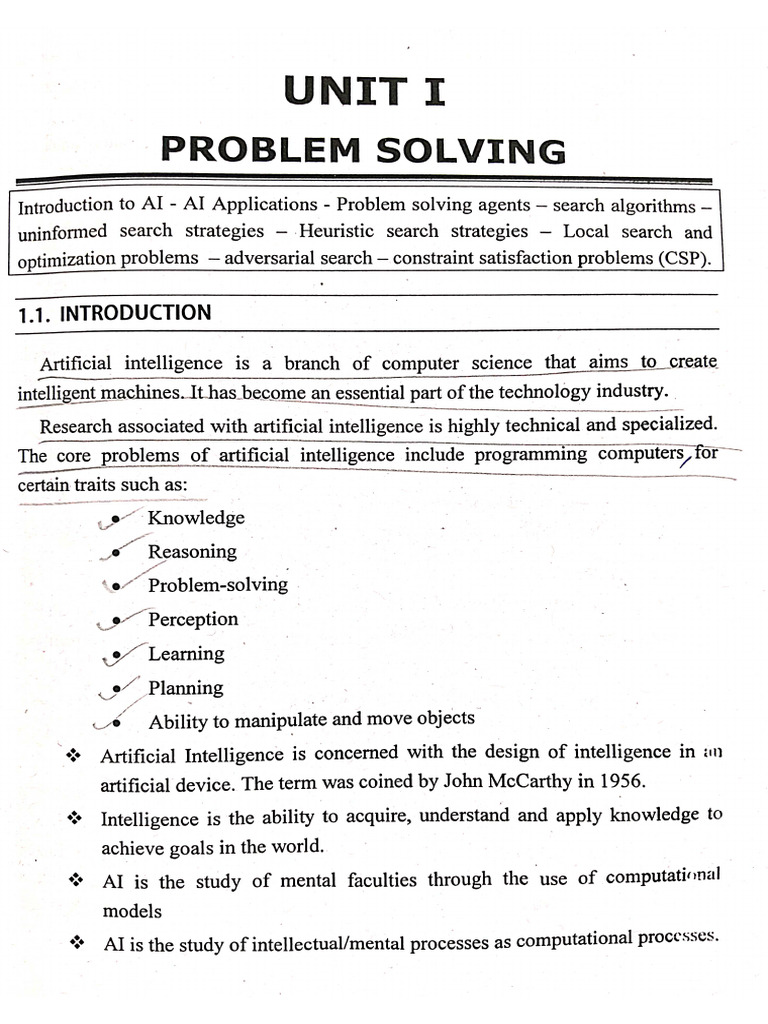 Problem Solving in Ai | PDF