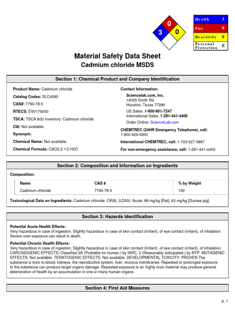Cadmium Chloride | PDF | Toxicity | Water