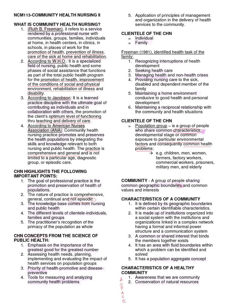 CHN-2-Lesson-1-and-2 | PDF | Census | Health Care