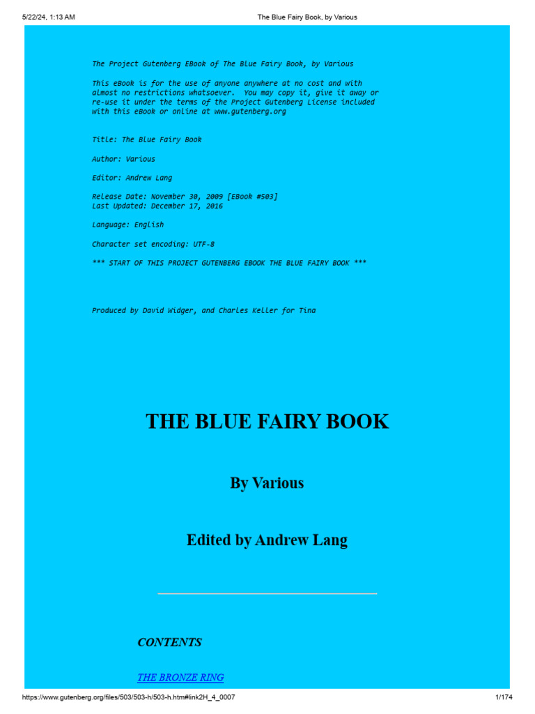 The Blue Fairy Book, by Various (Cinderella-Lrrh Perrault Highlighted ...