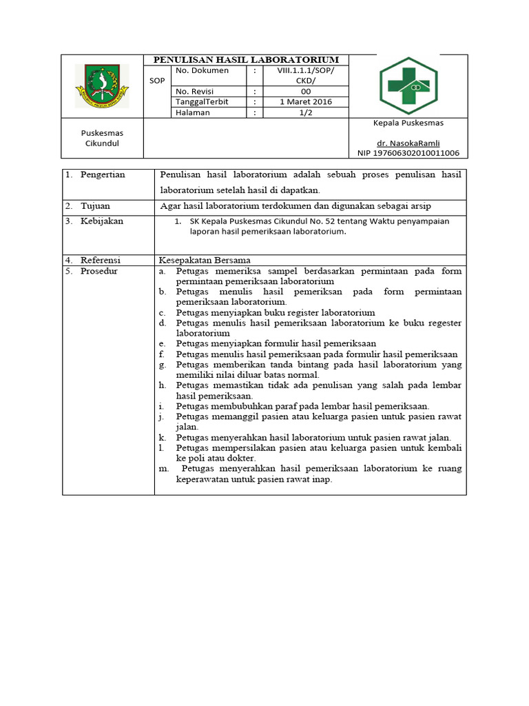 Prosedur Penulisan Hasil Laboratorium | PDF