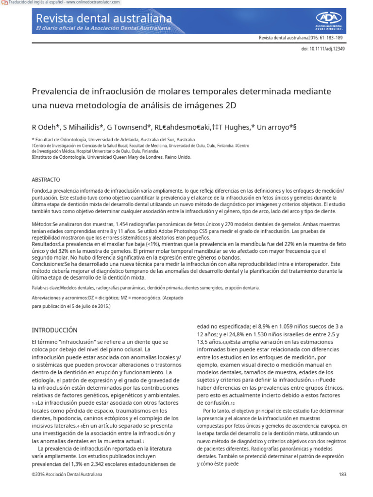 2016 INFRAOCLUSION EN IMAGENES 2d.en - Es | PDF | Odontología | Science