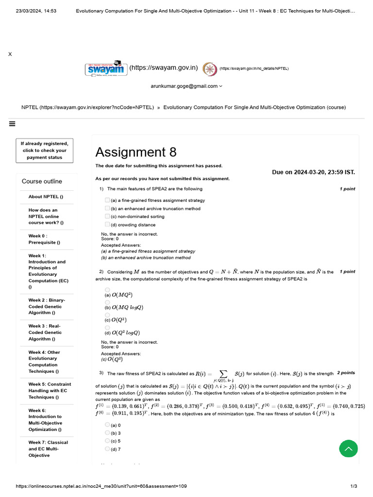 Week 8 - EC Techniques For Multi-Objective Optimization | PDF | Mathematical Optimization ...