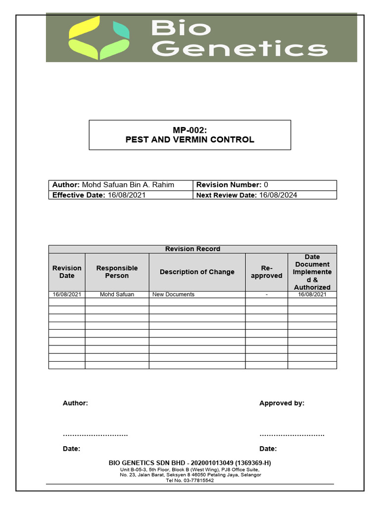Pest and Vermin Control Procedures | PDF | Pest Control | Pest (Organism)