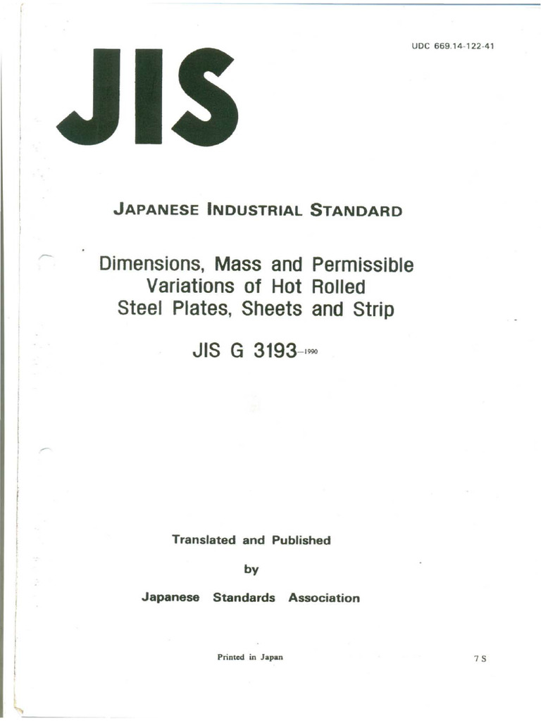 Jis G 3193 - 1990 | PDF