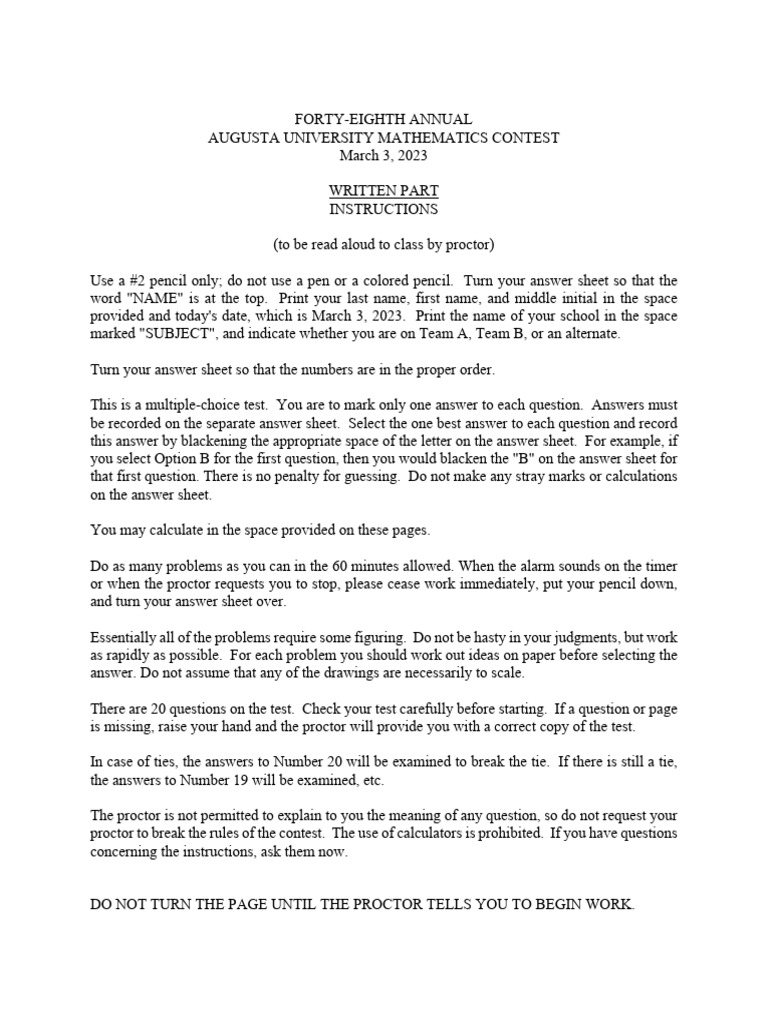 Math Contest Written 2023 | PDF | Tetrahedron | Euclidean Geometry