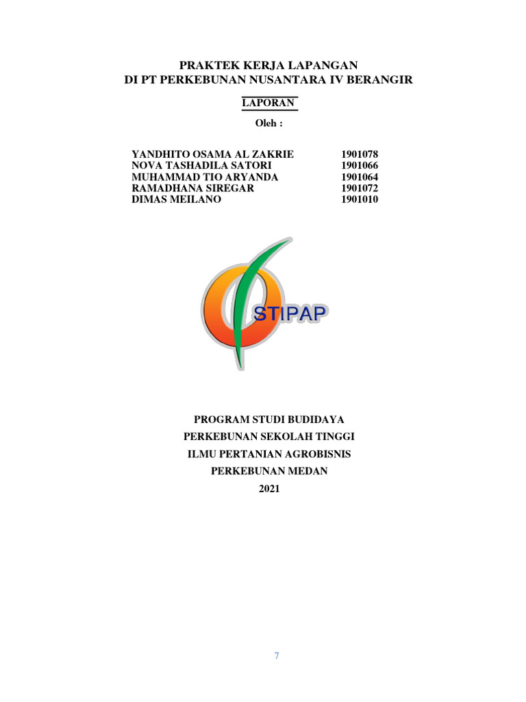 Laporan Stipap PKL I PTPN Iv Unit Berangir | PDF