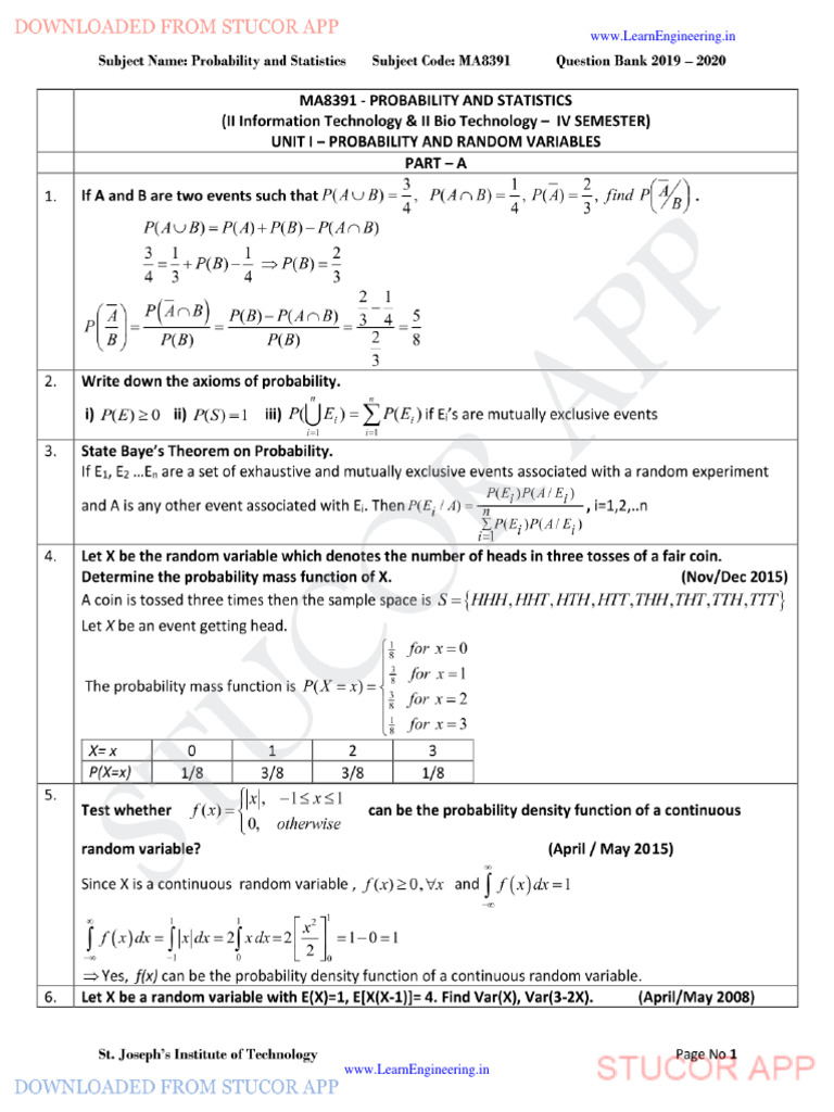 MA3303 Probability and Complex Function - 03 - by WWW ... MA3303 Probability and Complex Function - 03 - by WWW ...