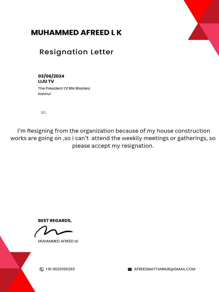 Red Modern Minimalist Resignation Letter (1) | PDF