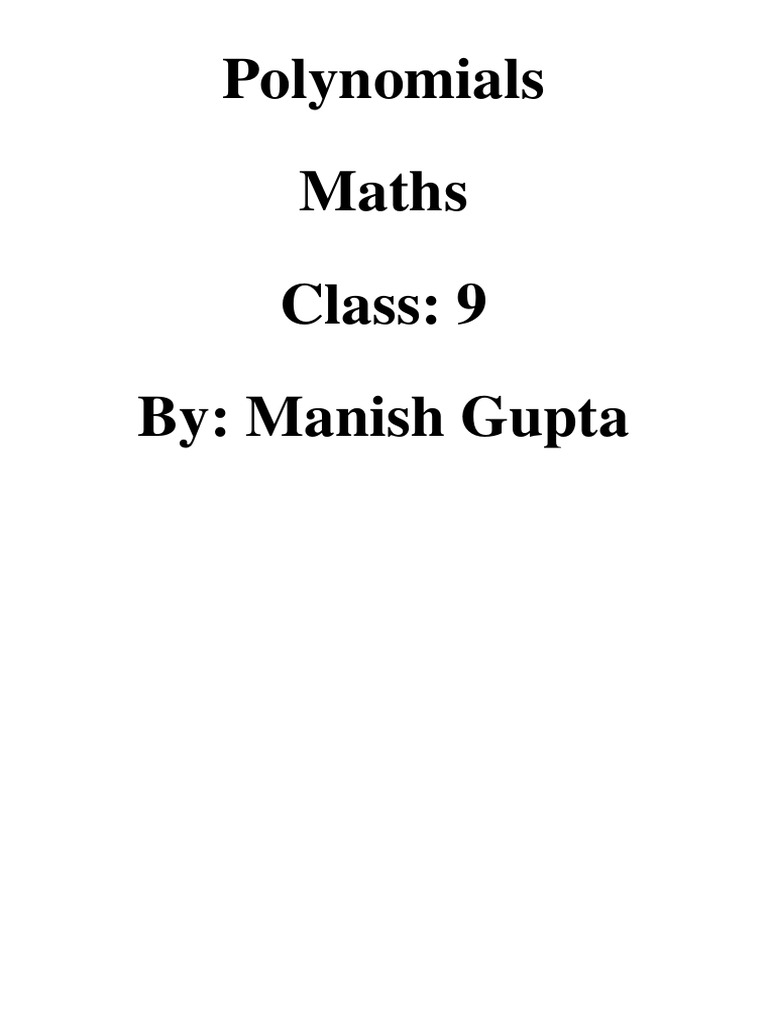 Class 9 - Maths Polynomials | PDF | Division (Mathematics) | Factorization