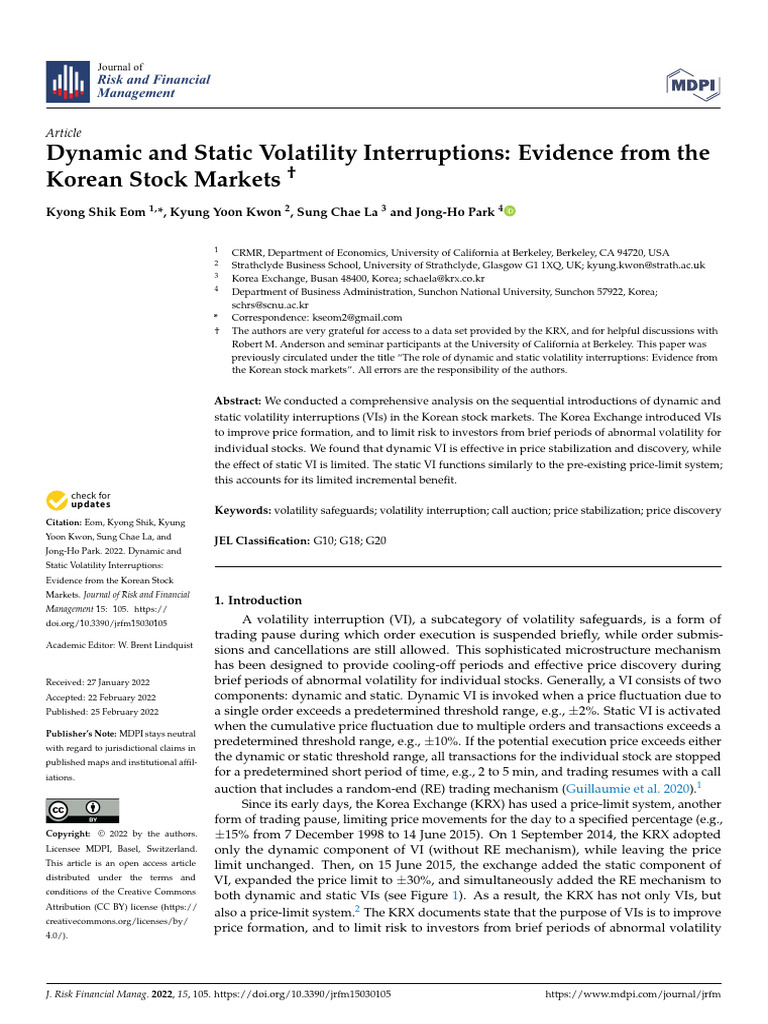 2022 - Korea - Dynamic and Static Volatility Interruptions Evidence ...