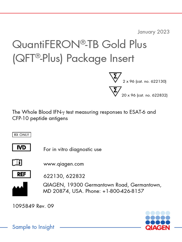 QuantiFERON-TB Gold Plus Package Insert | PDF | Tuberculosis | Biology
