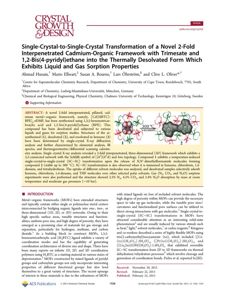 2013 Cryst. Growth Des. 13, 1526 1534 | PDF | X Ray Crystallography ...