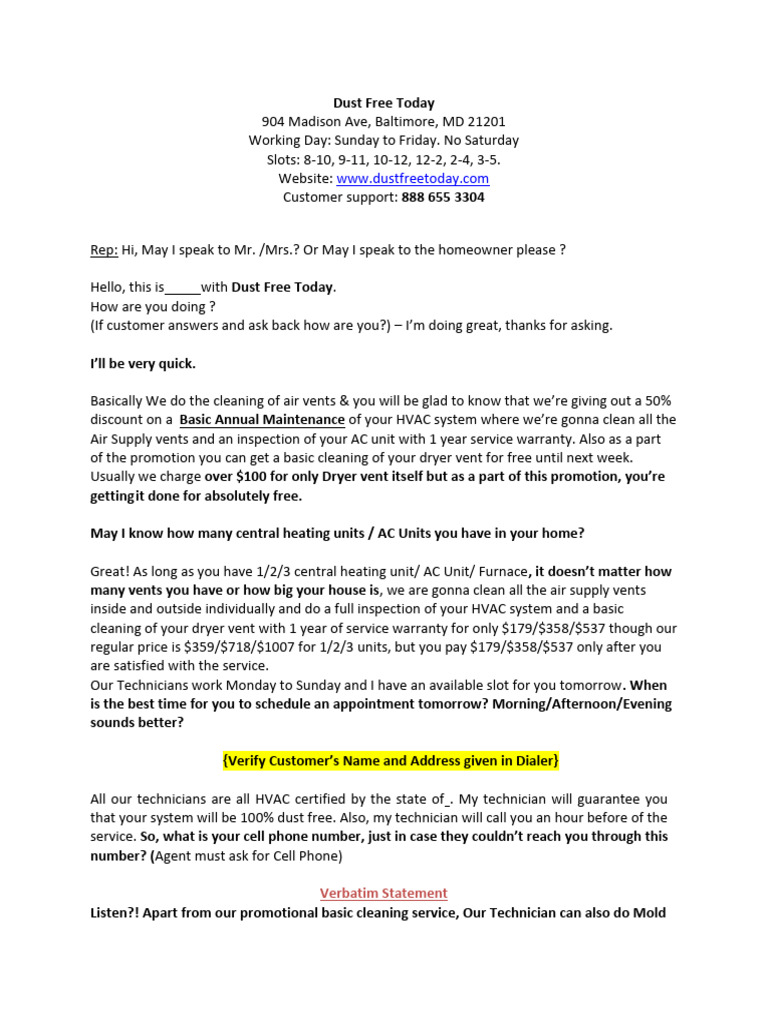 Airdcut Script - Dust Free Today 2022 | PDF | Duct (Flow)