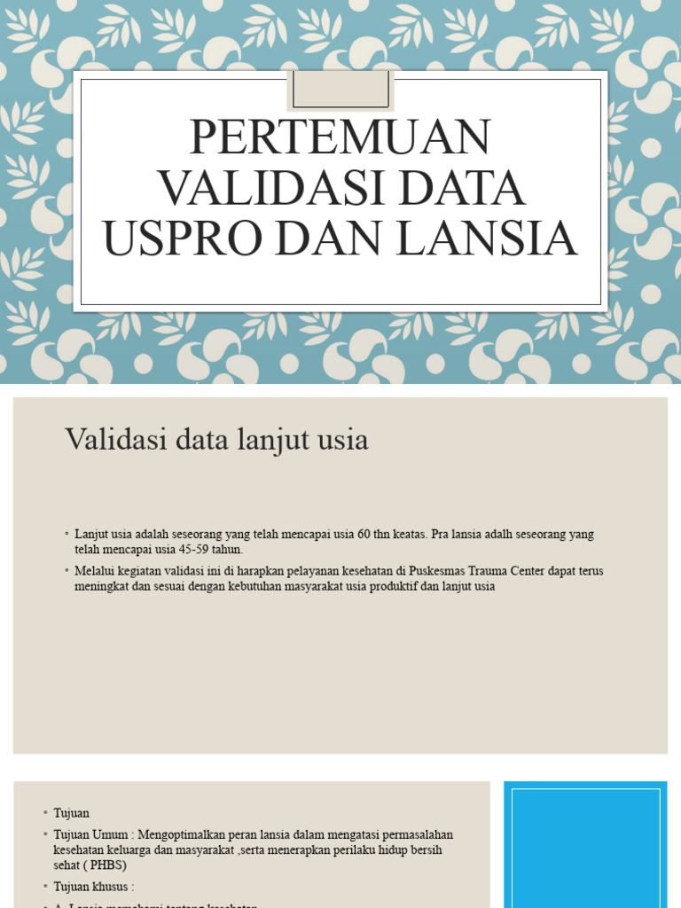 Validasi Lansia | PDF