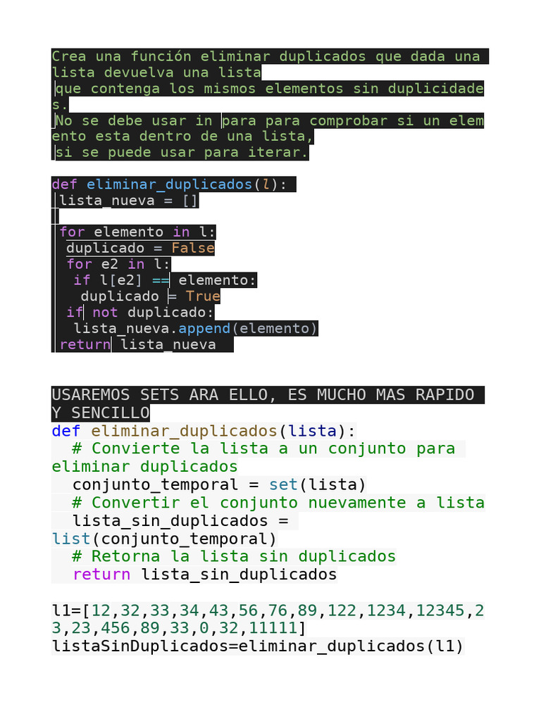 1 Eliminar Duplicados de Una Lista | PDF
