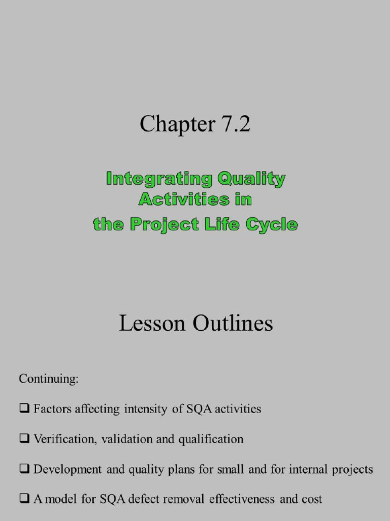 Integrating Quality Activities in The Project Life Cycle | PDF