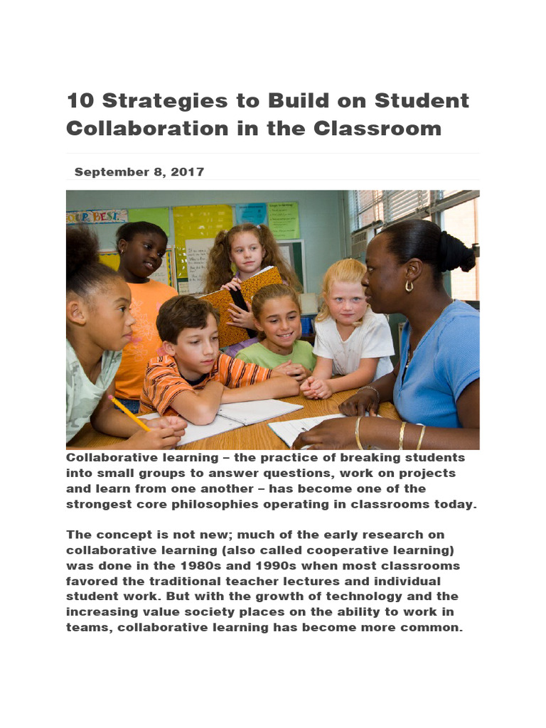 Collaborative Classroom Strategies | PDF | Learning | Collaboration