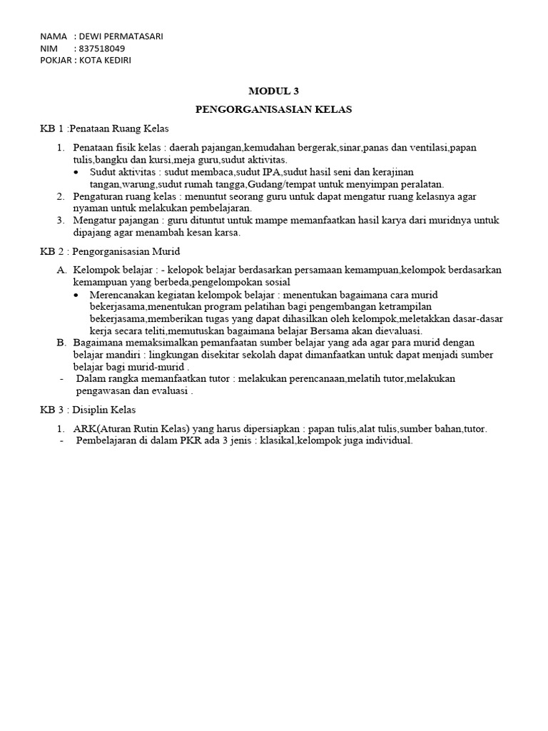 RANGKUMAN DAN PETA KONSEP MODUL 3 PKR | PDF