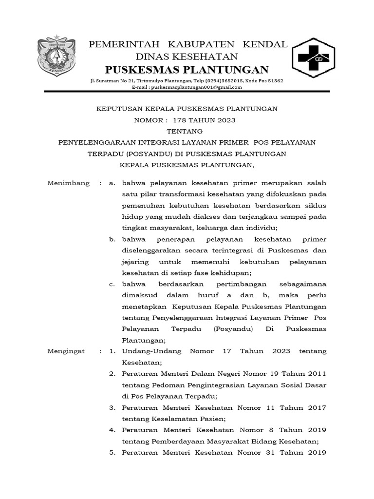 SK Penyelenggaraan Ilp Di Posyandu | PDF