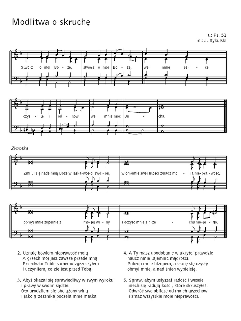 Modlitwa o Skruchę (Stwórz o Mój Boże) (J. Sykulski) | PDF