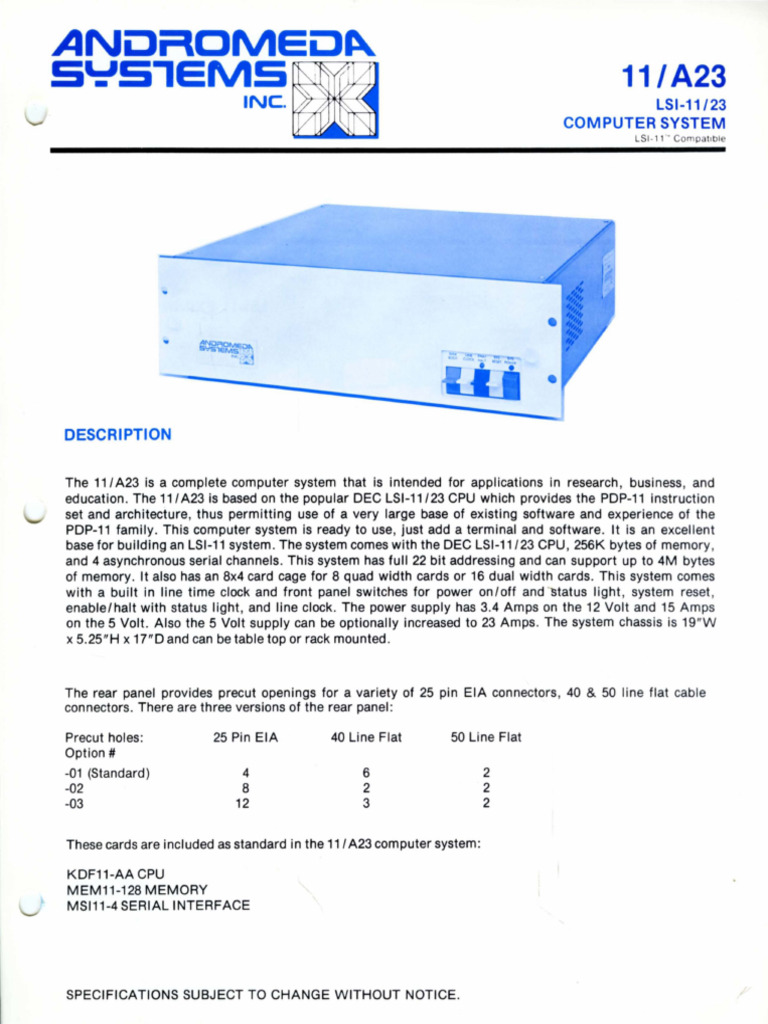 Andromeda Systems Brochures | Download Free PDF | Computer Memory | Computer Data Storage