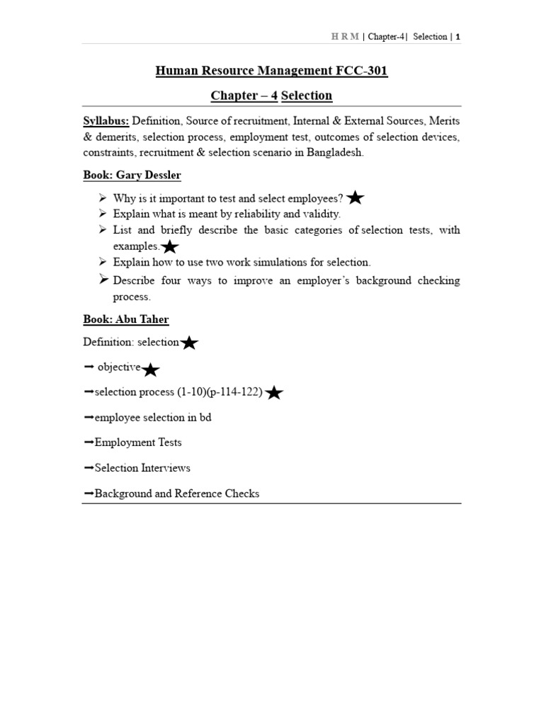 HRM Chapter 4 Selection | Download Free PDF | Validity (Statistics) | Graphology