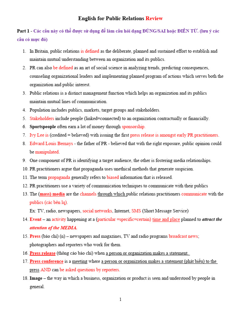 English For Public Relations Review | PDF | Public Relations | Corporate Social Responsibility