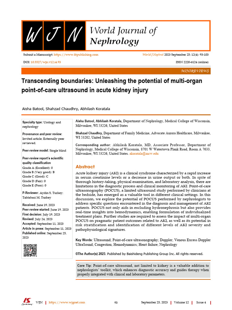 POCUS Ultrasound in AKI | PDF | Medical Ultrasound | Vein