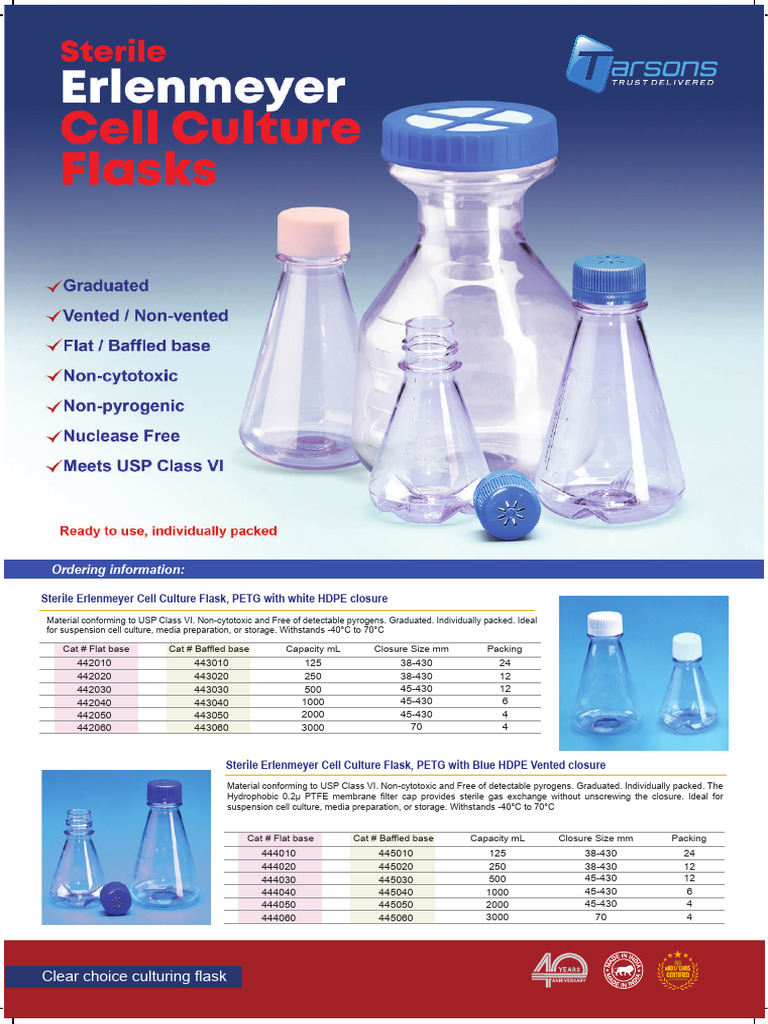 Sterile Erlenmeyer Cell Culture Flasks | PDF | Materials