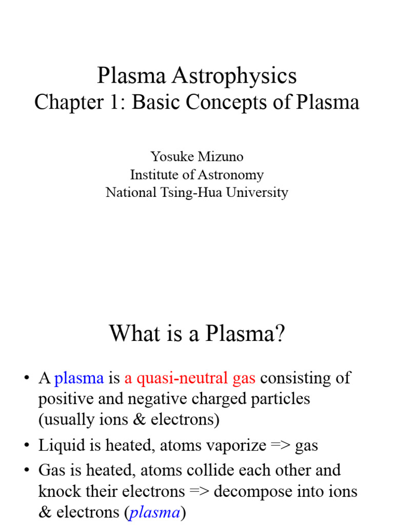 PlasmaAstro ch1 | PDF | Plasma (Physics) | Electron