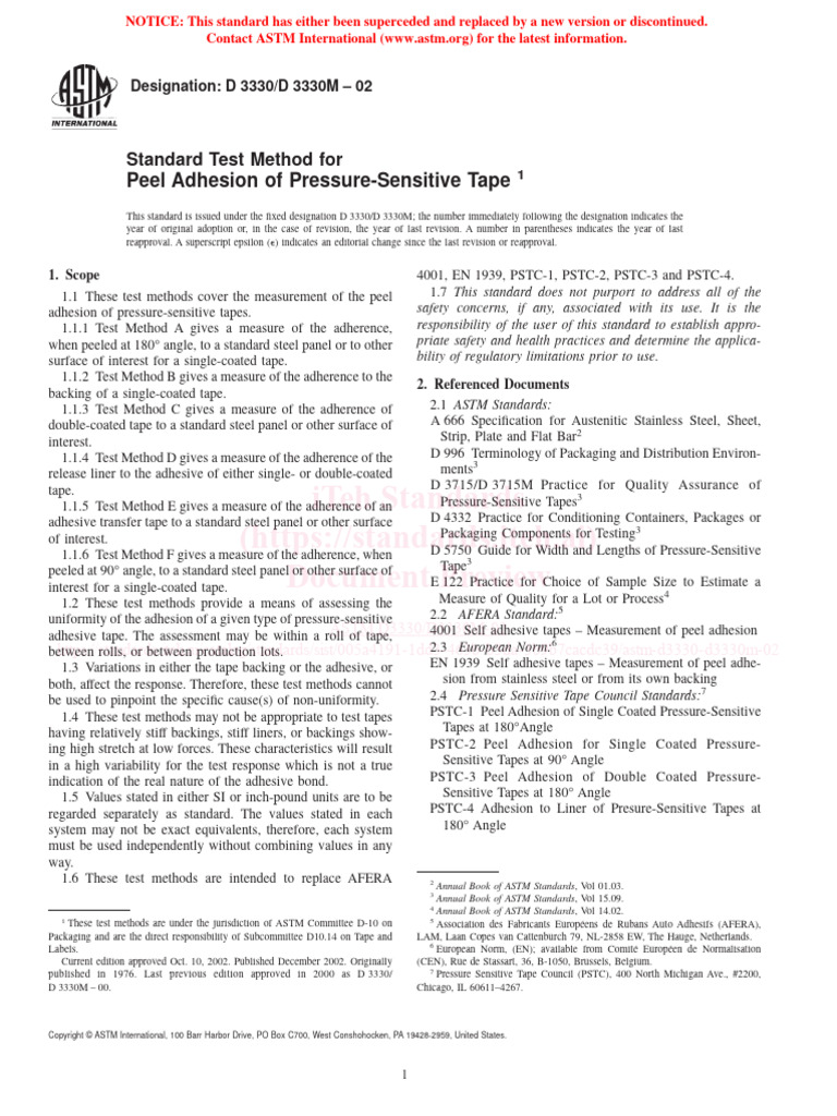 ASTM-D3330-D3330M (Peel Test) | PDF | Materials