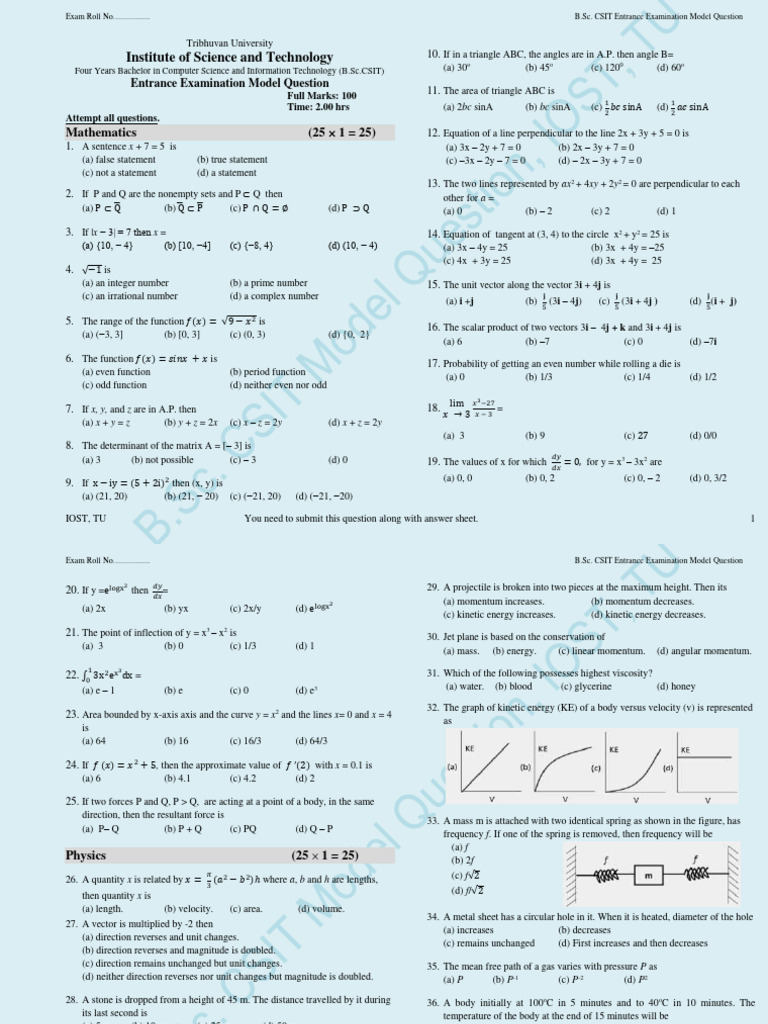 CSIT-EntranceModelQuestion2023 2023 09 18 10 13 04 | PDF | Acid