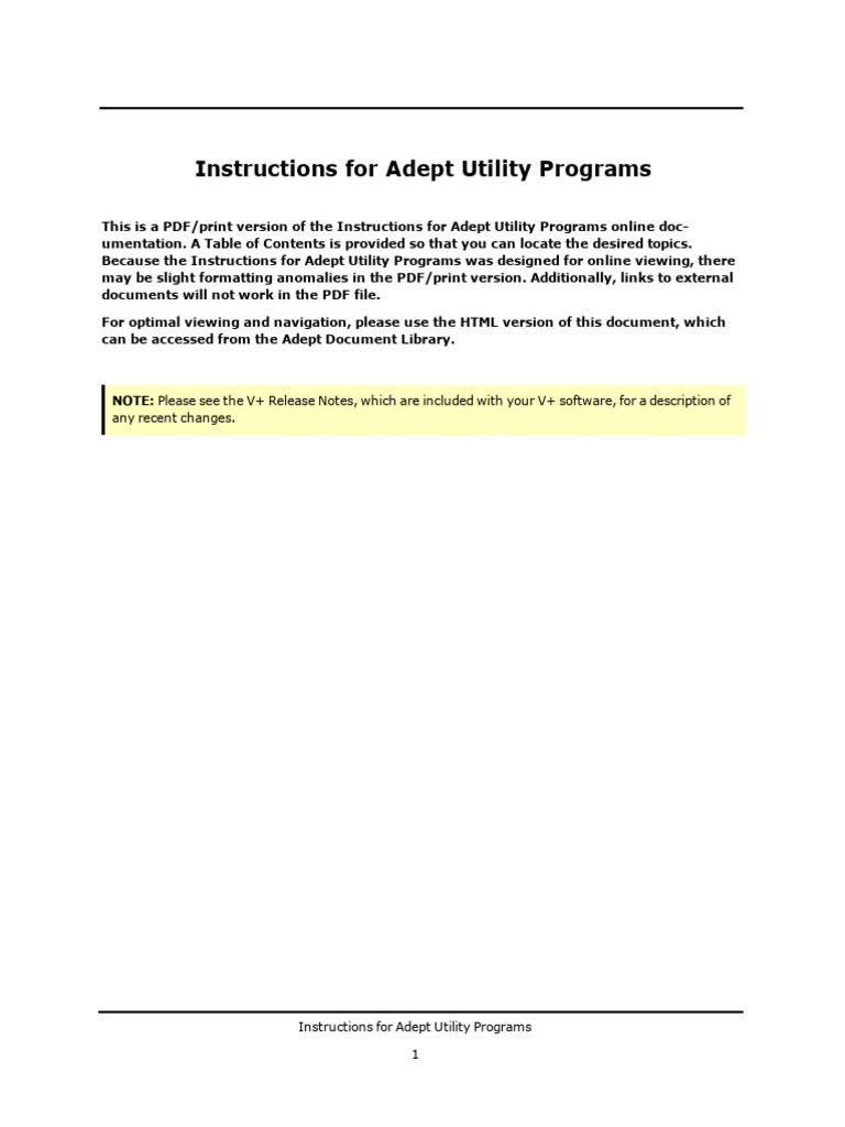 Instructions For Adept Utility Programs | PDF | Computer Program ...