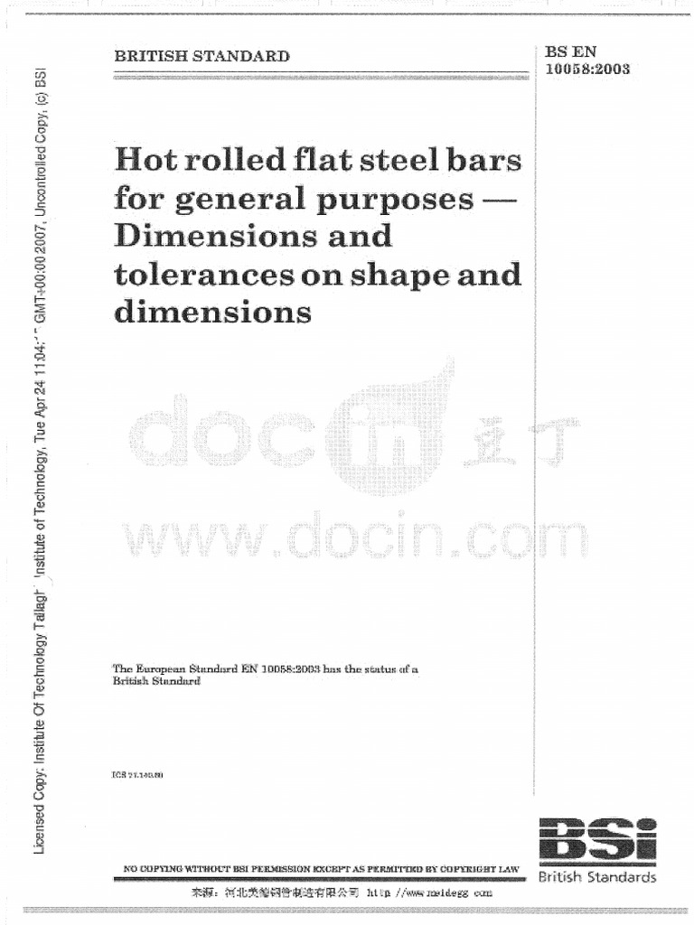 BS en 10058 - 2003 | PDF