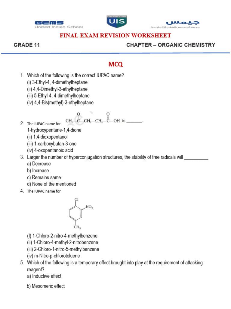 Organic Chemistry - Final Exam Revision | Download Free PDF | Chemical ... Organic Chemistry - Final Exam Revision | Download Free PDF | Chemical ...