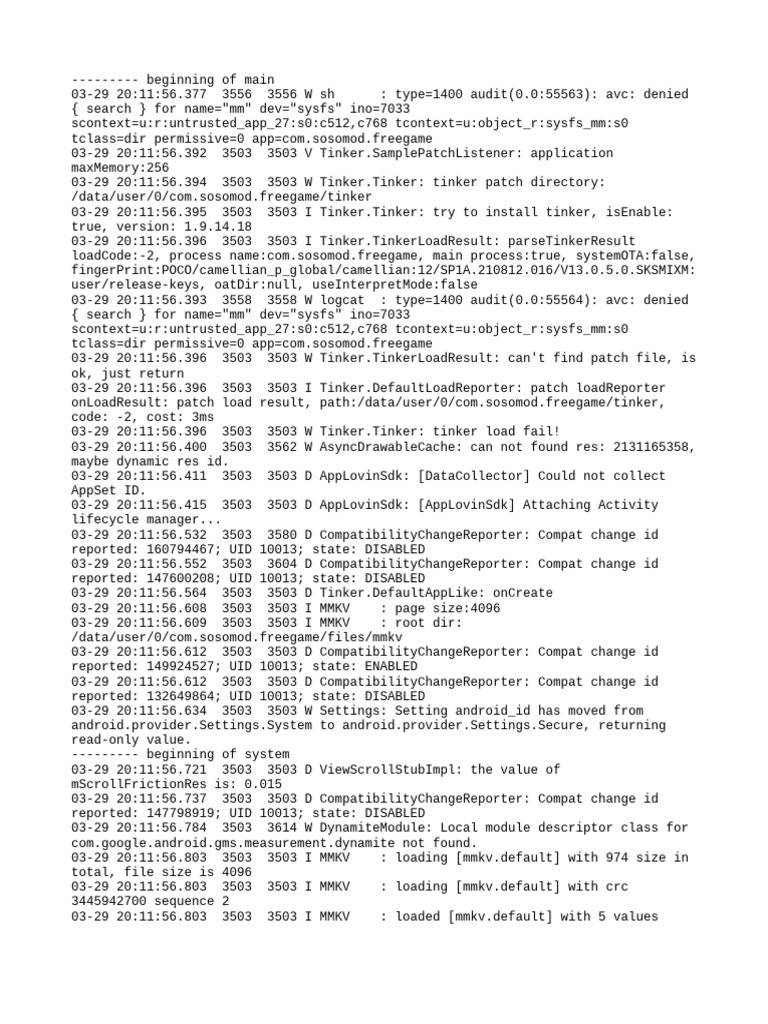 Tinker Patch Load Errors in Freegame App | PDF | Computer Science | Computer Programming
