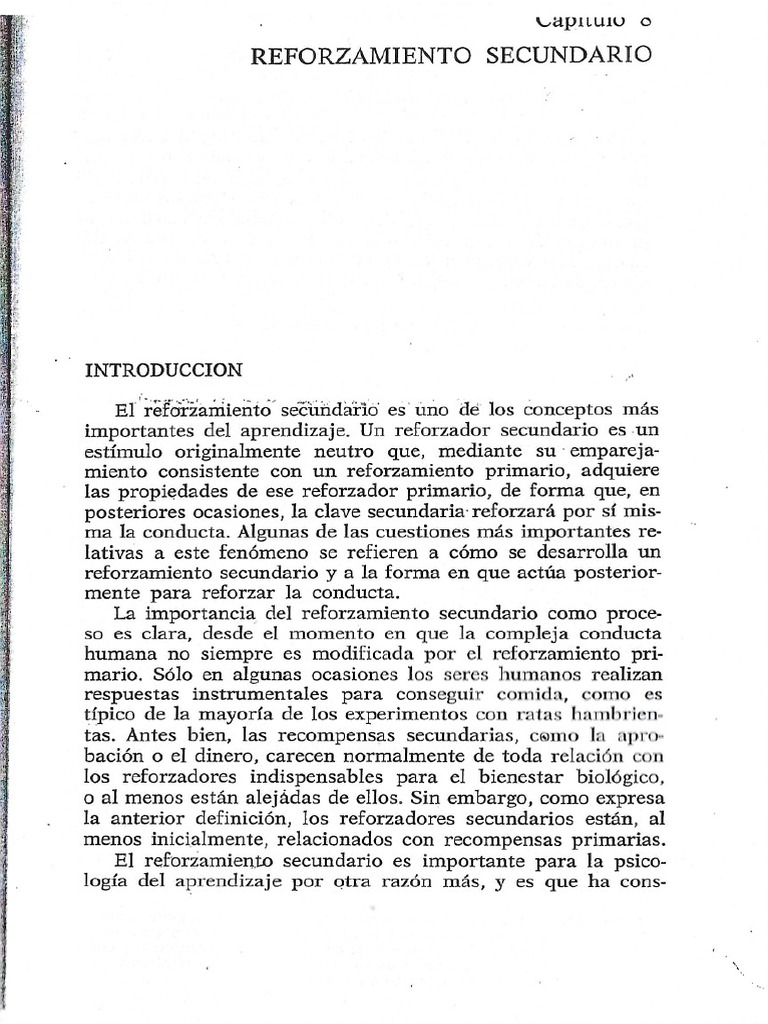 Principios Básicos Del Aprendizaje Cap 8 Reforzamiento Secundario Pdf